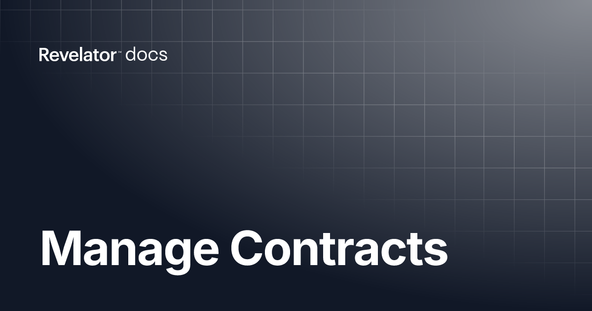 Manage Contracts | Revelator Pro