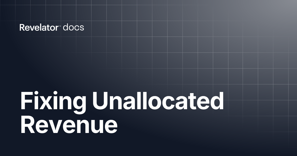 Fixing Unallocated Revenue | Revelator Pro